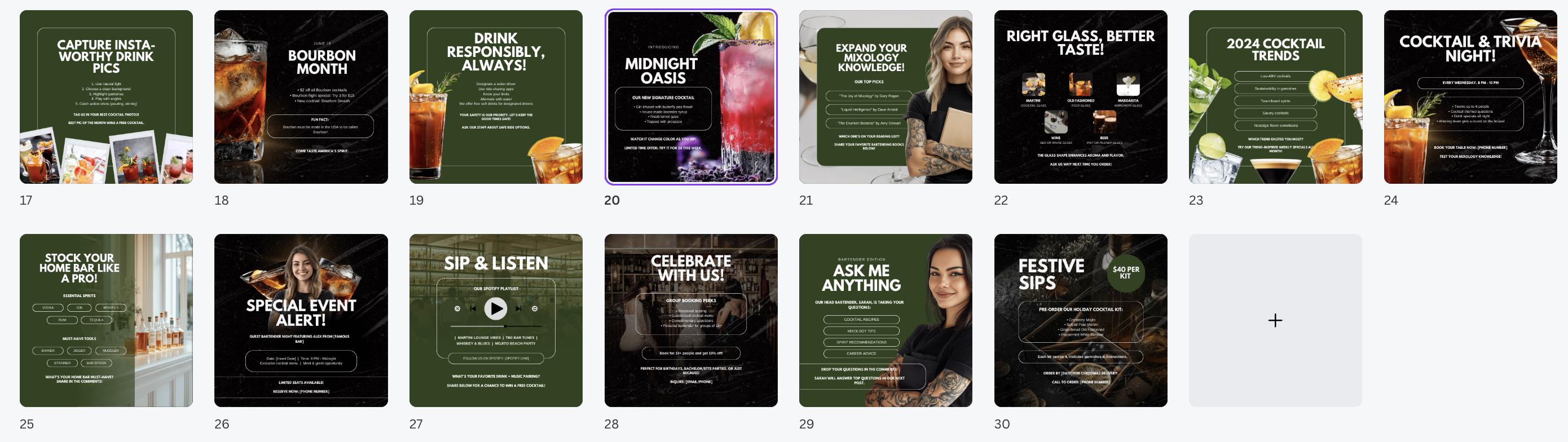 Bartender Instagram Post Templates: Bar Marketing Canva (30 Posts) - Etsy