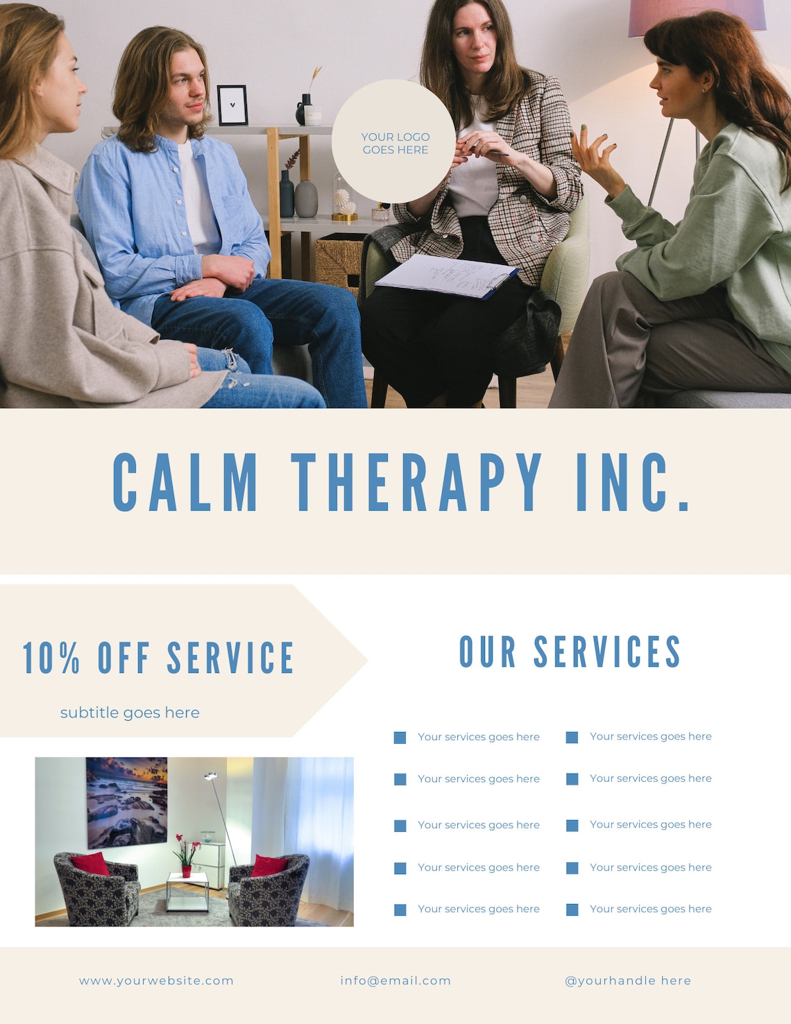 Therapist Marketing Flyer Counseling Flyer Canva Template Psychology ...