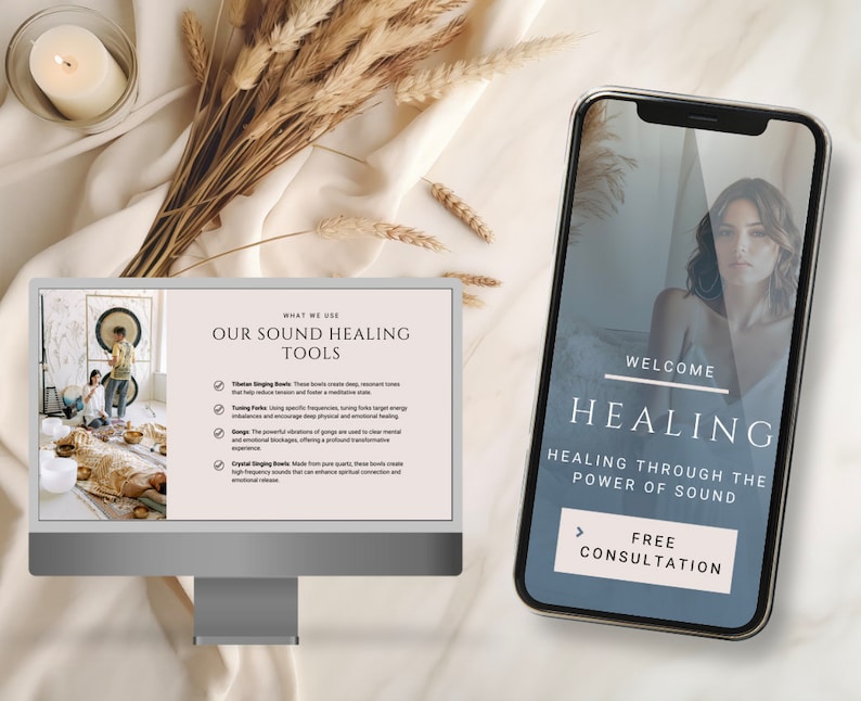 Sound Healing Website Template: Modern Canva Landing Page (edit in ...