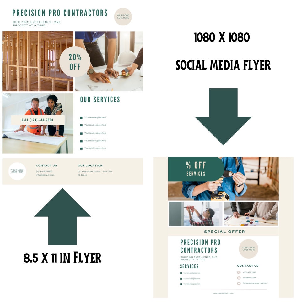Contractor Flyer Template: Renovation Business, Social Media (canva ...