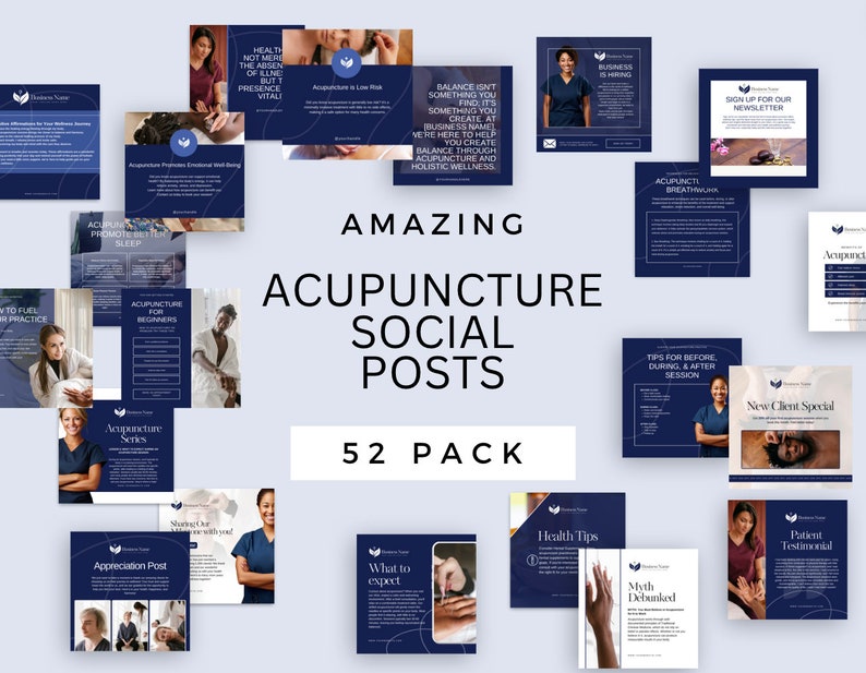 Acupuncture Social Media Posts: Canva Templates for Business (52) - Etsy