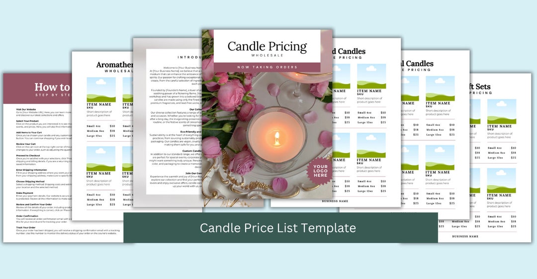 Candle Wholesale Price List Template: Editable Canva Business Catalog ...