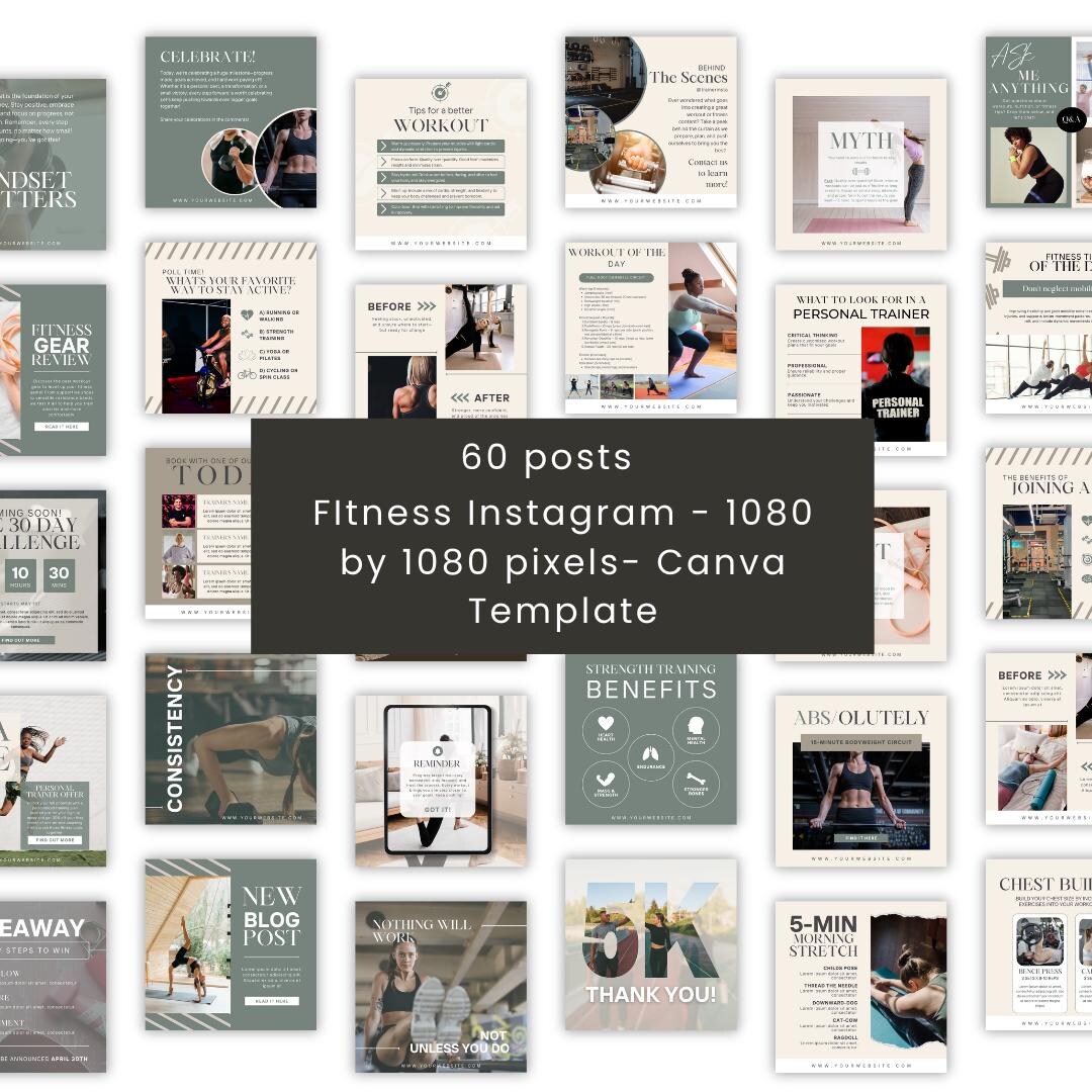 Fitness Instagram Post Templates - Engaging Canva Designs for Coaches ...