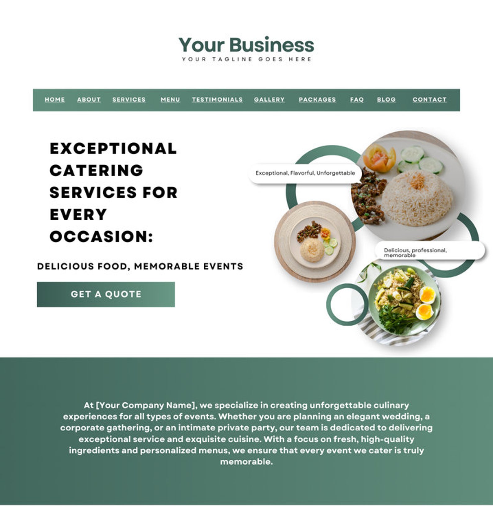 Catering Service Website Landing Page | Canva Template | Event Planner ...