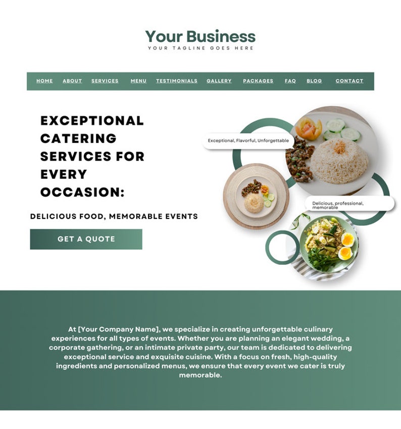 Catering Service Website Landing Page: Editable Canva Template - Etsy