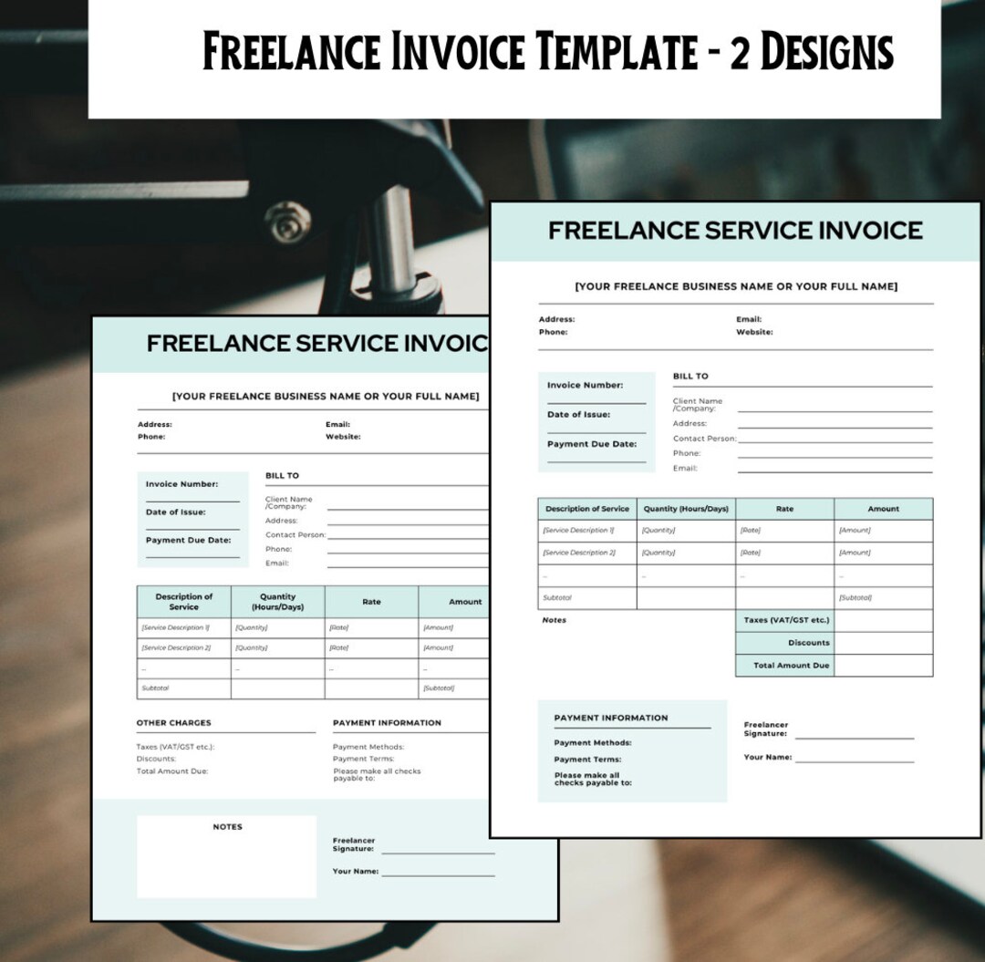 Freelancer Invoice Template: 2-page Canva Design (digital Download) - Etsy