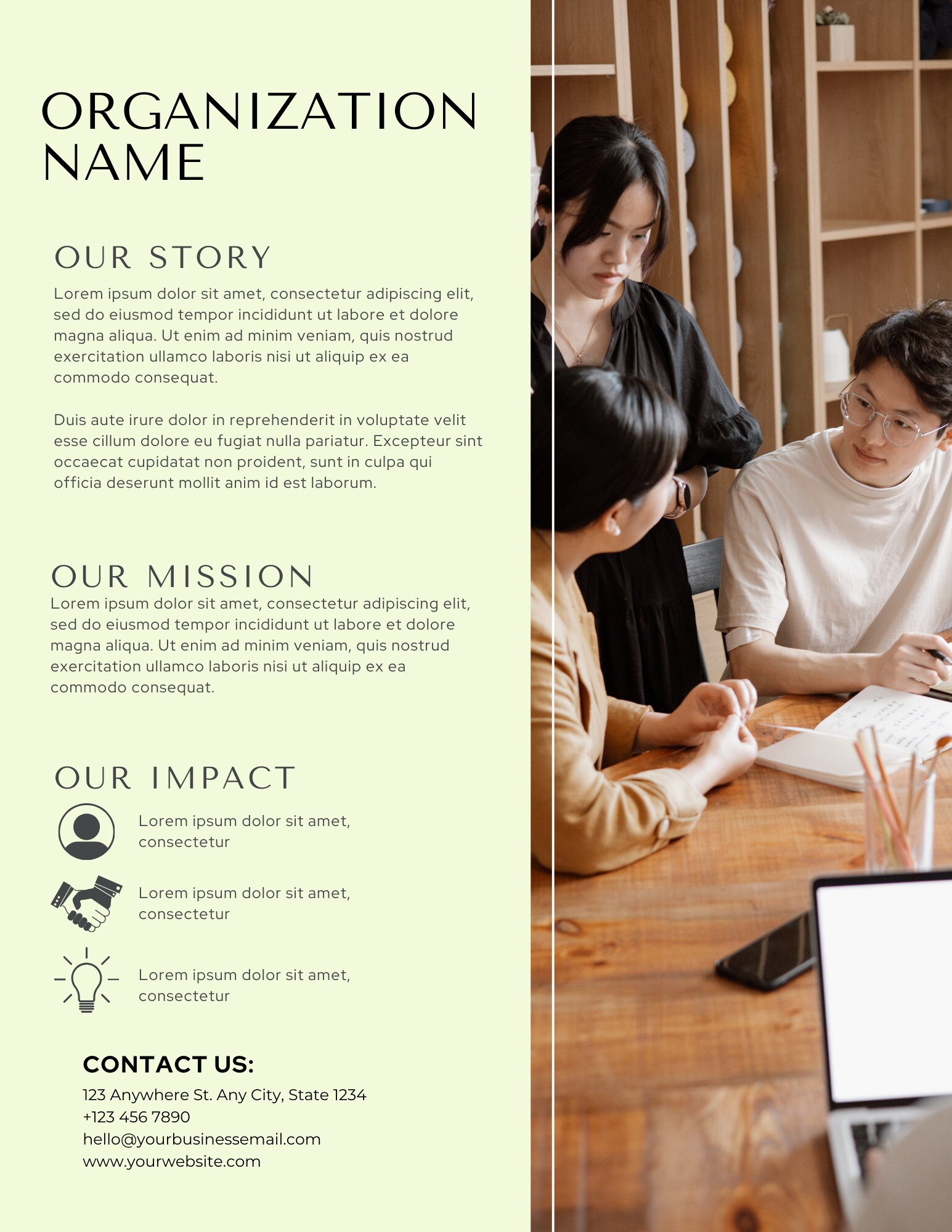 One Pager Nonprofit Canva Templates | Report Template | Instant ...