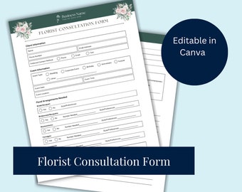 Florist Consultation Form, Printable Wedding Flower Planner, Floral ...