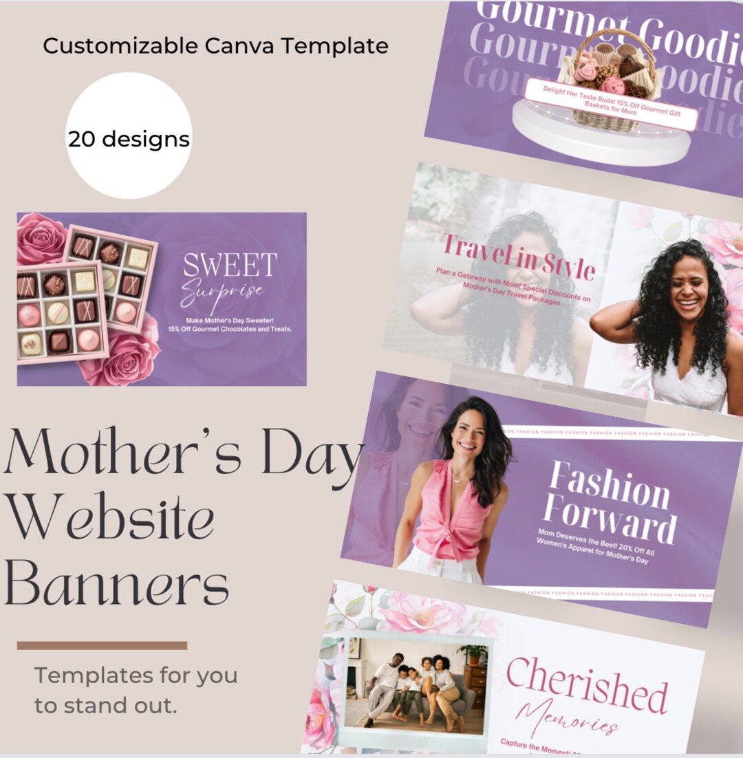 Mother’s Day Website Banner Templates – Editable Canva Headers for ...