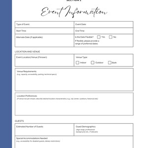 Event Planner Client Intake Form: Editable Canva Template (11 Pages) - Etsy