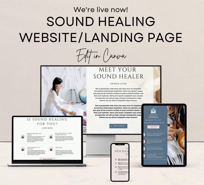 Sound Healing Website Template: Modern Canva Landing Page (edit in ...