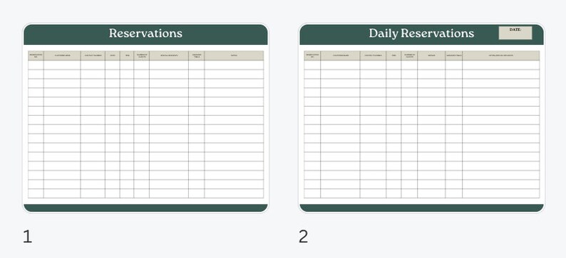 Printable Restaurant Reservations Lists | Restaurant Business Resources | Printable PDF ...