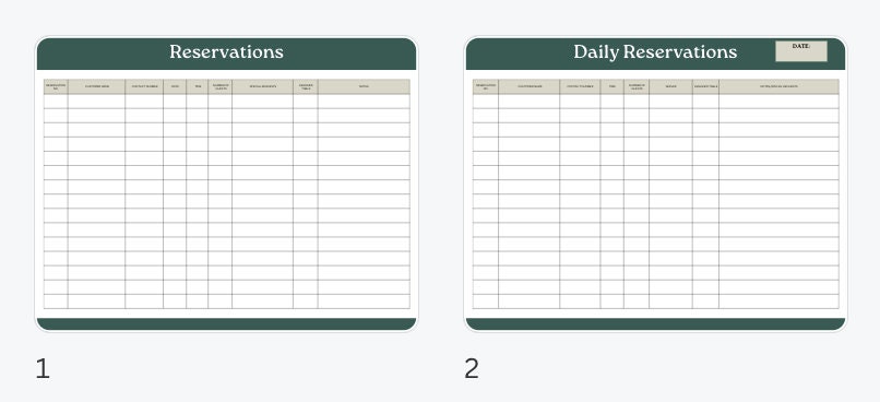 Printable Restaurant Reservation Tracker: Daily & Advance Log (PDF) - Etsy