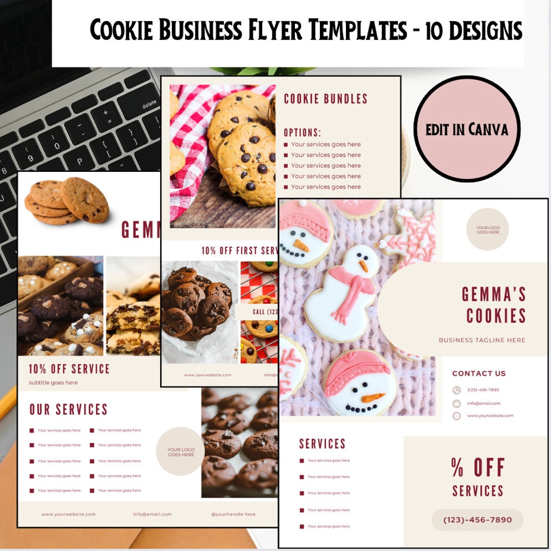 10 Pack of Cookie Business Flyers | Sweets Business | Dessert Flyer ...