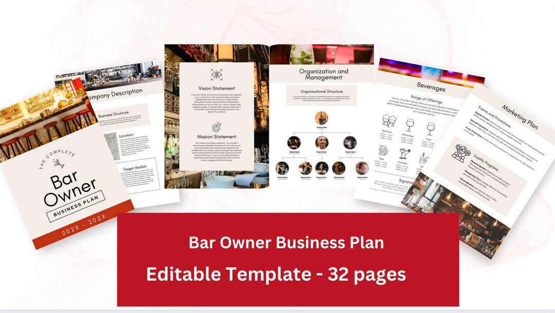 Customizable Business Plan for Bar Owners | Canva Template | Marketing ...