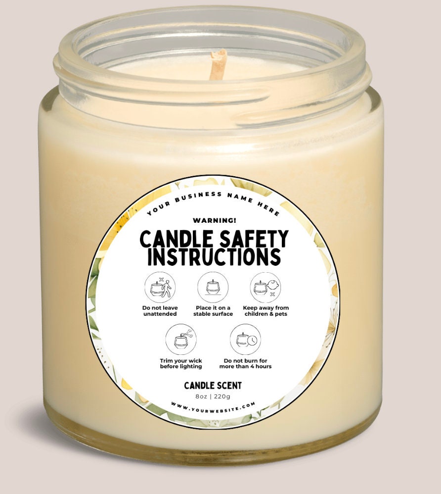 Editable Candle Care Card Canva Template Candle Safety Card Template ...