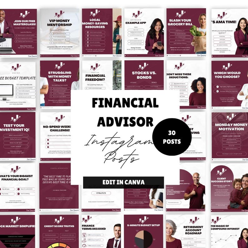 30 Financial Advisor Instagram Templates - Editable Canva Posts ...