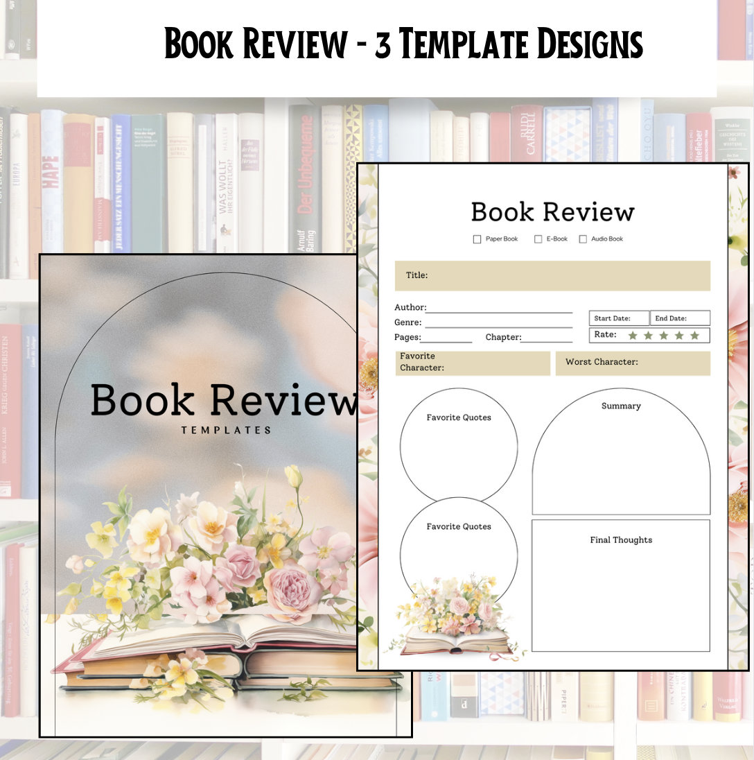 Book Review Templates: Printable PDF, Canva Version - Etsy
