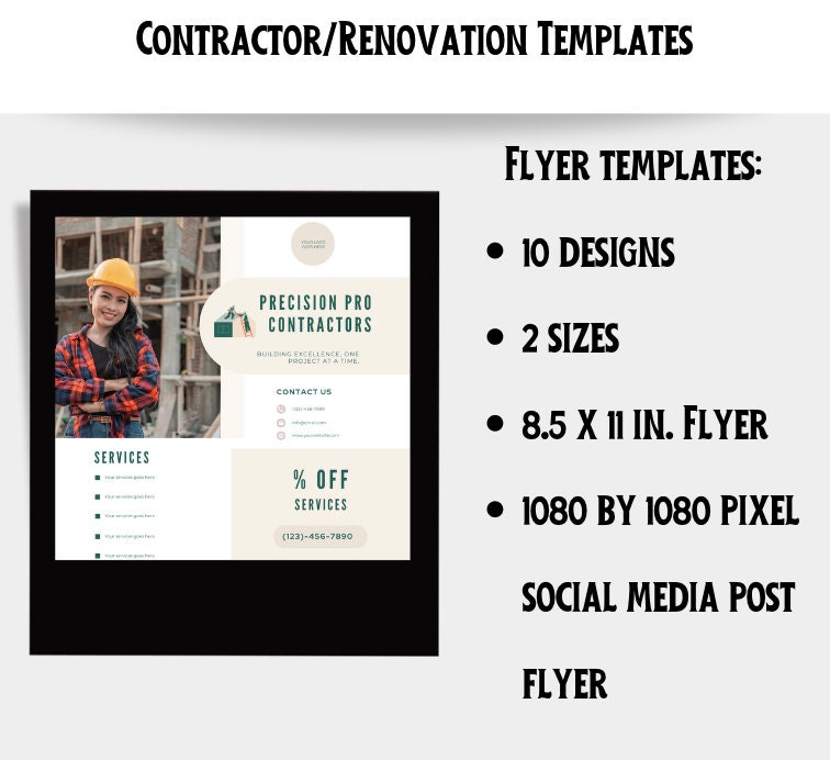 Contractor Flyer Template: Renovation Business, Social Media (canva ...