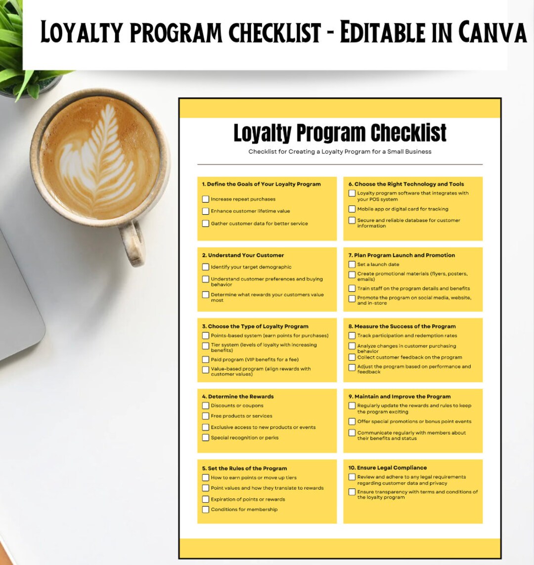 Loyalty Program Checklist: Business Marketing Canva Template - Etsy