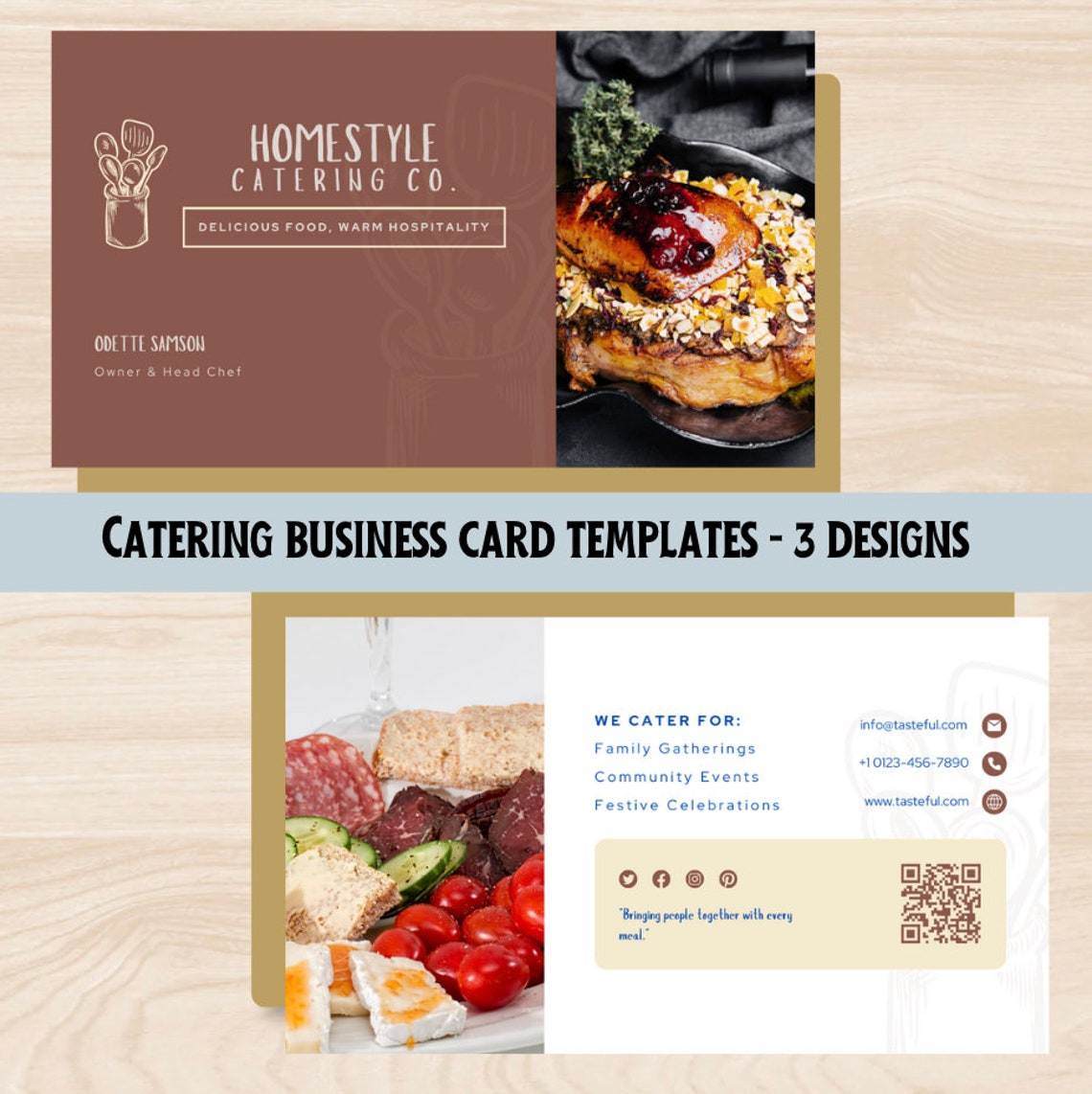 Catering Business Card Template | Instant Download | Business Card ...