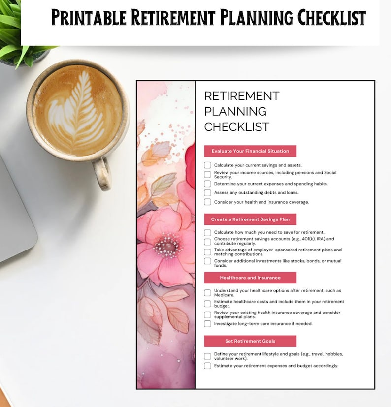 Retirement Planning Checklist: Simple Retirement Planner (printable PDF ...