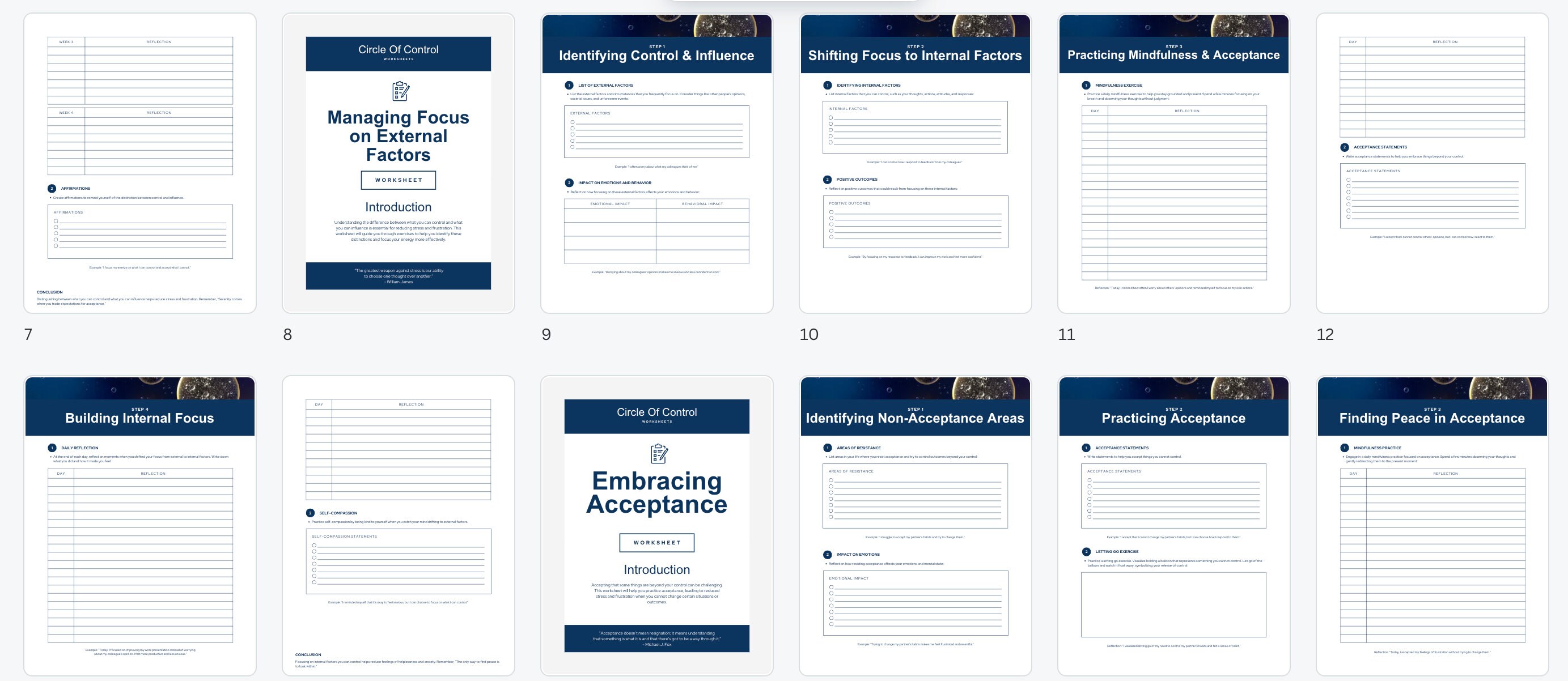 Circle of Control Coaching Worksheets Sphere of Influence Reflection ...