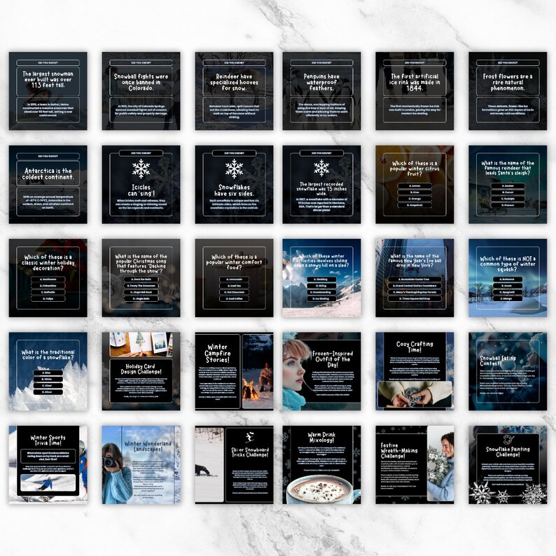 Winter Instagram Post Template: 50 Engagement Graphics (canva) - Etsy