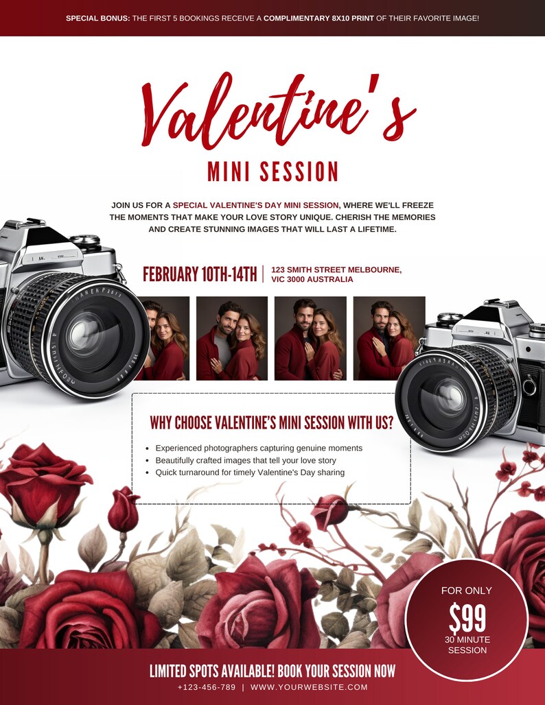 Valentine's Mini Sessions | Canva Flyer Template | Marketing ...