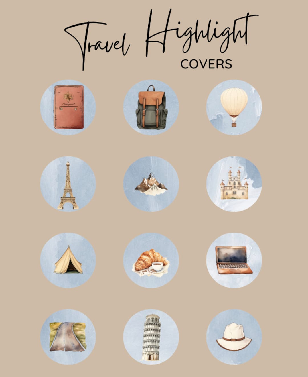 Travel Instagram Highlight Covers: 51 Story Icons (canva Template) - Etsy