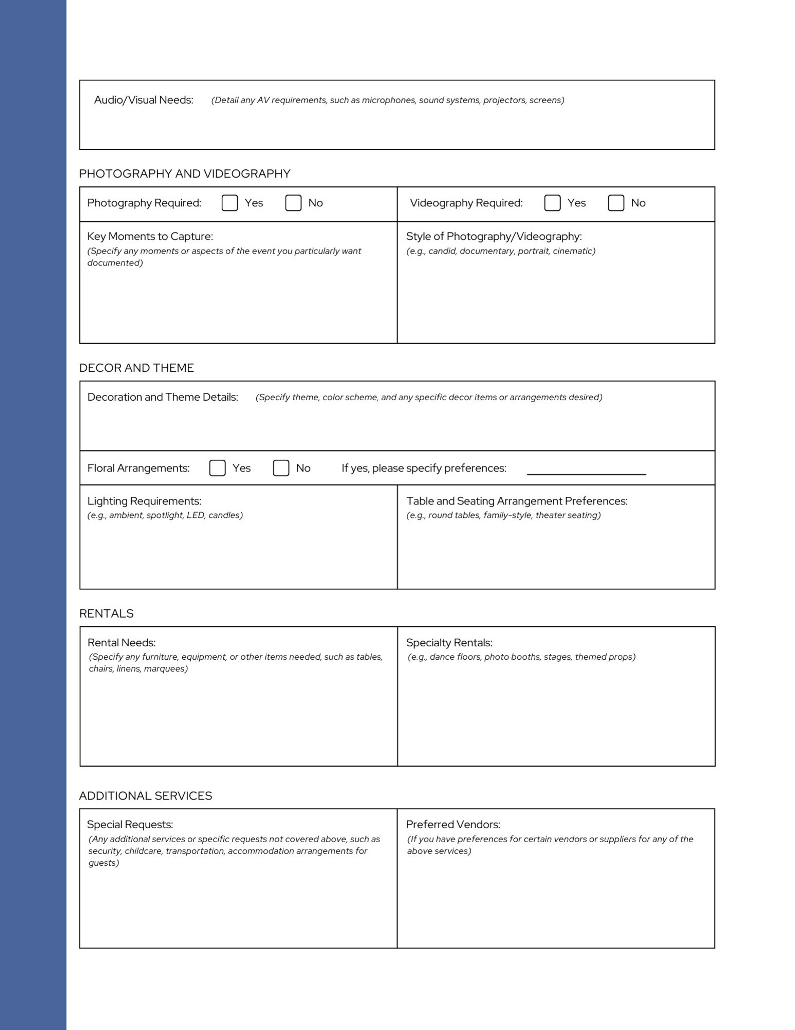 Event Planner Client Intake Form: Editable Canva Template (11 Pages) - Etsy
