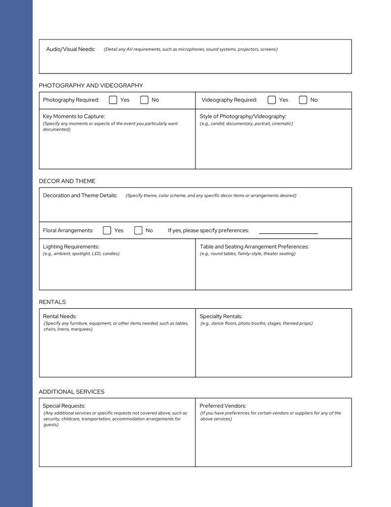 Event Planner Client Intake Form: Editable Canva Template (11 Pages) - Etsy