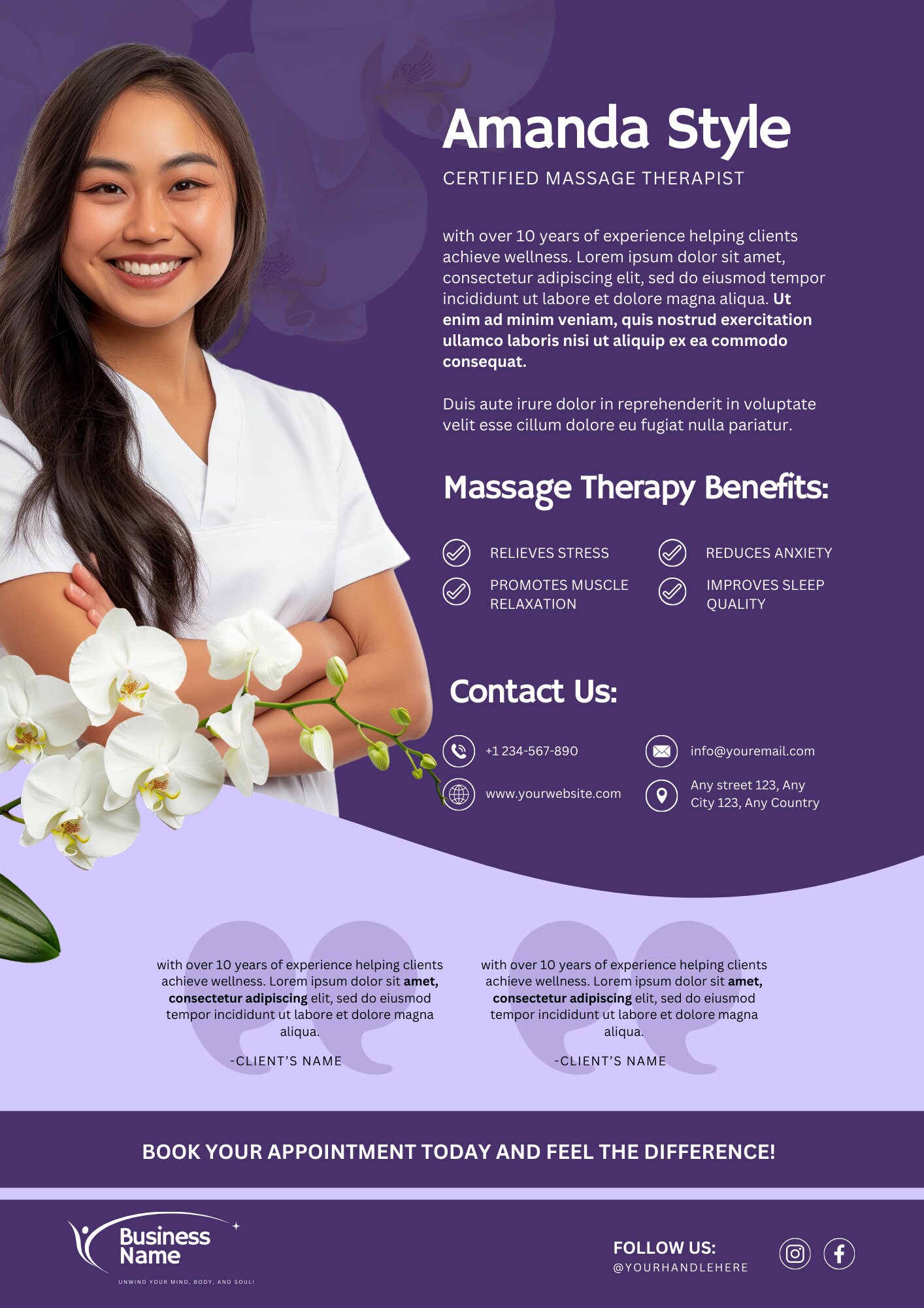 Canva Template | Stylist Flyer | Massage Therapy Flyer | Canva Diy ...