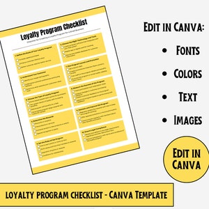 Loyalty Program Checklist: Business Marketing Canva Template - Etsy