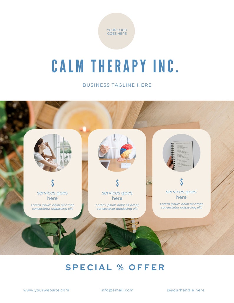 Therapist Marketing Flyer | Counseling Flyer | Canva Template ...