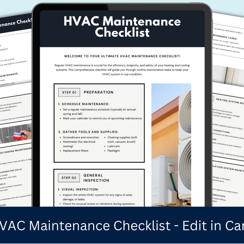 Hvac Maintenance Checklist - Etsy