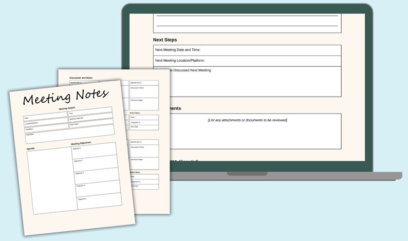 Editable Meeting Notes Template: Canva Digital Planner (instant ...