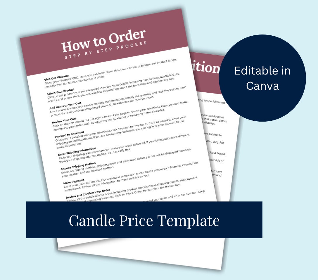 Candle Wholesale Price List Template: Editable Canva Business Catalog ...