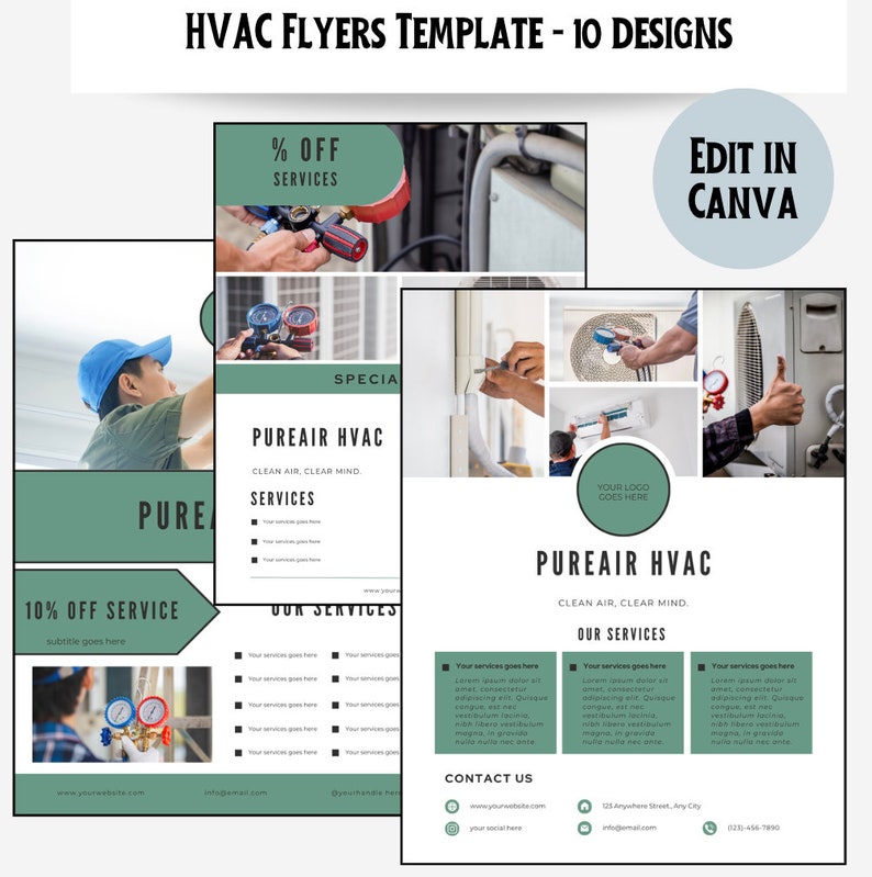 Hvac Flyer Template Canva Template Air Conditioning Hvac Business ...