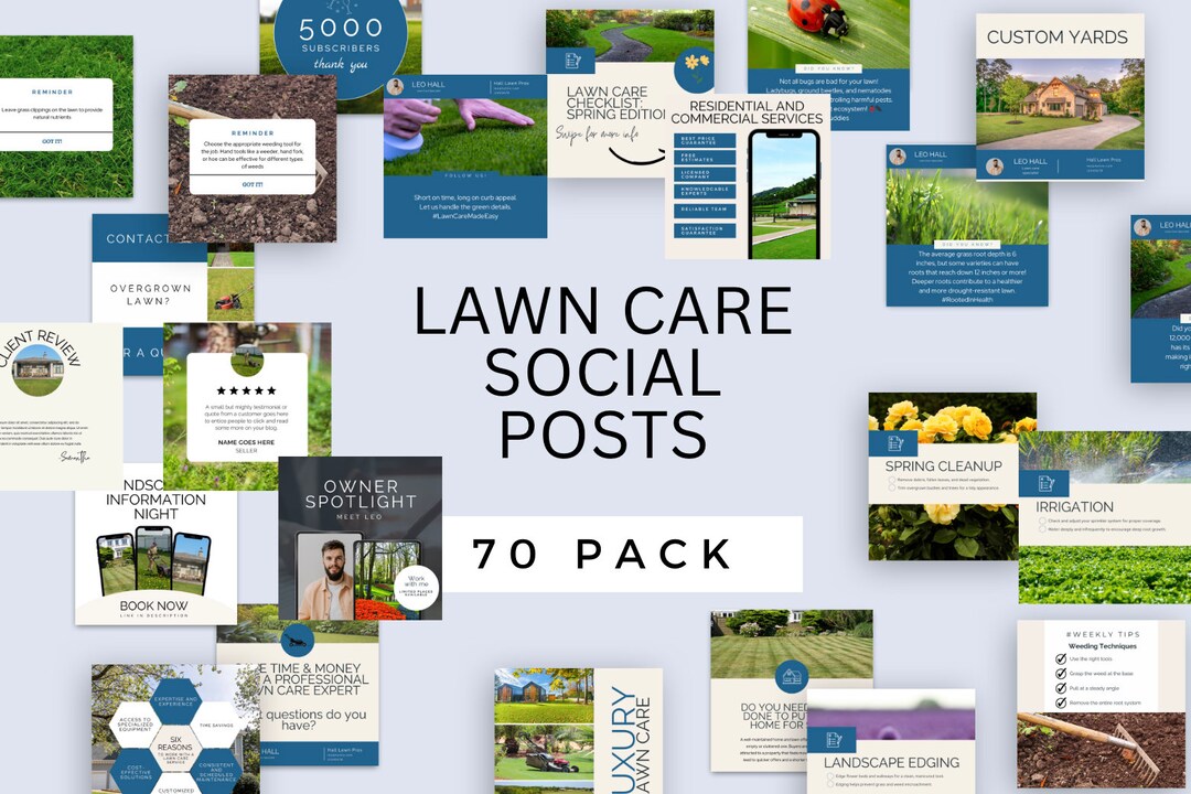 70 Lawn Care Social Media Posts | Landscaping Instagram Template | Lawn ...