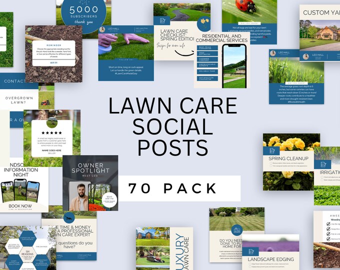 Lawn Care Social Media Posts: Landscaping Instagram Template (canva) - Etsy
