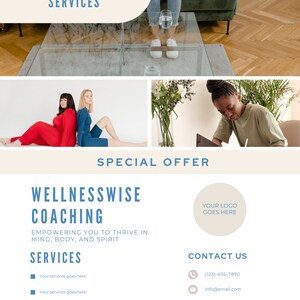 Wellness Coach Flyer Template: Editable Canva Designs (digital Download ...