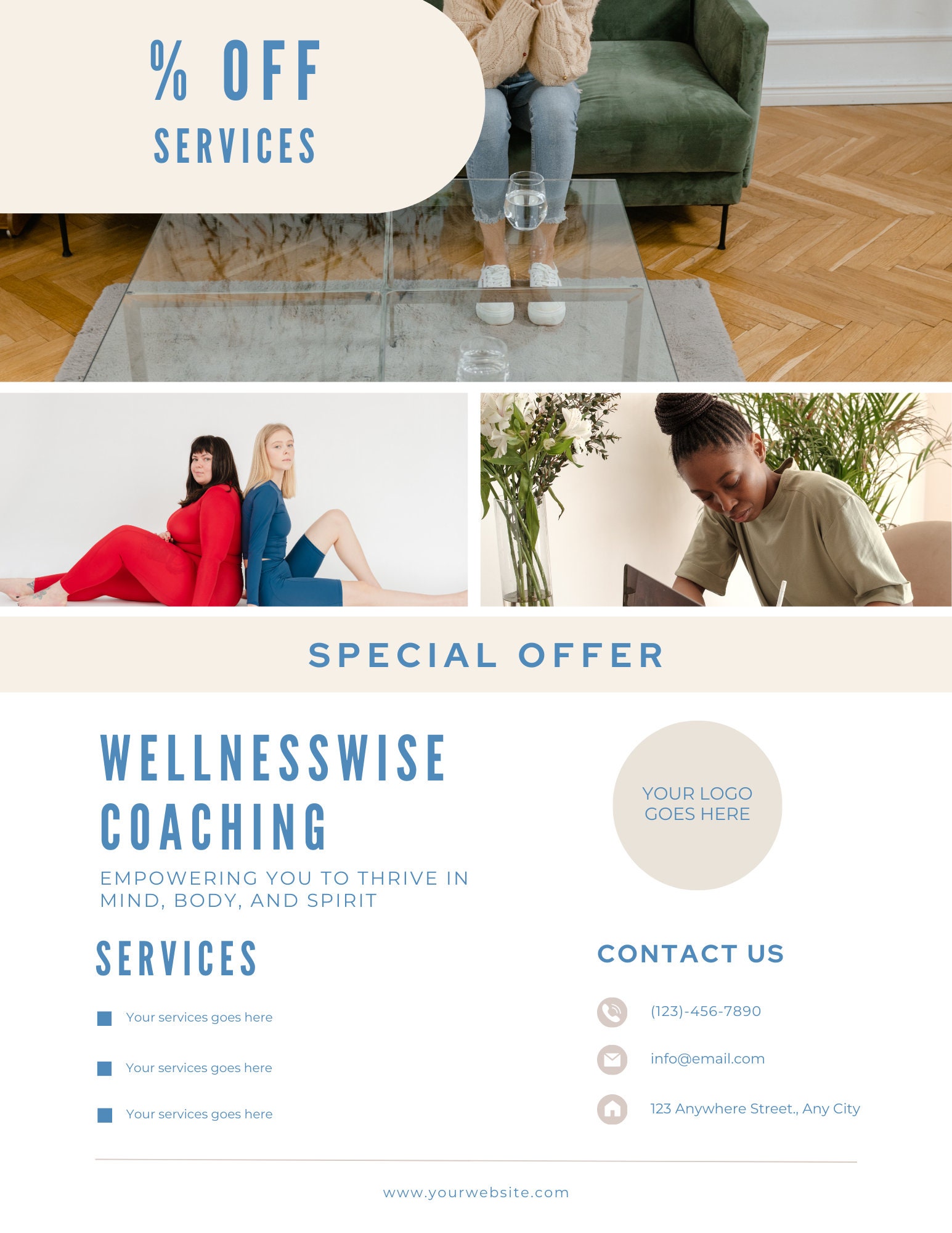 Wellness Coach Flyer Template: Editable Canva Designs (digital Download ...