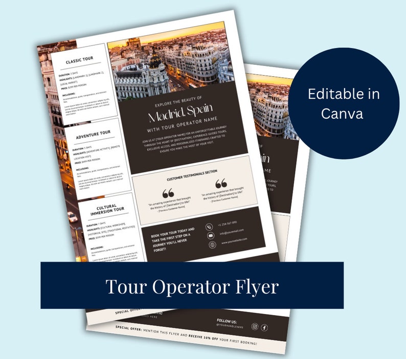 Travel Flyer | Tour Operator Flyer Marketing | Flyer Canva Template ...