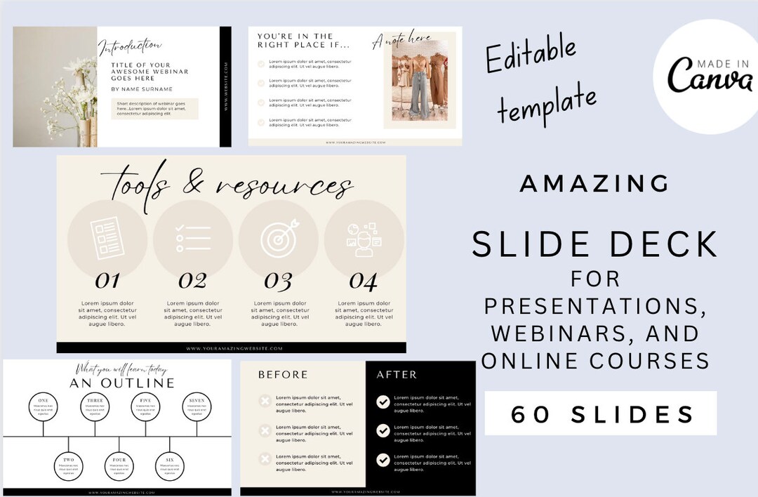 Canva Presentation Template: 60 Editable Slides (PDF License) - Etsy