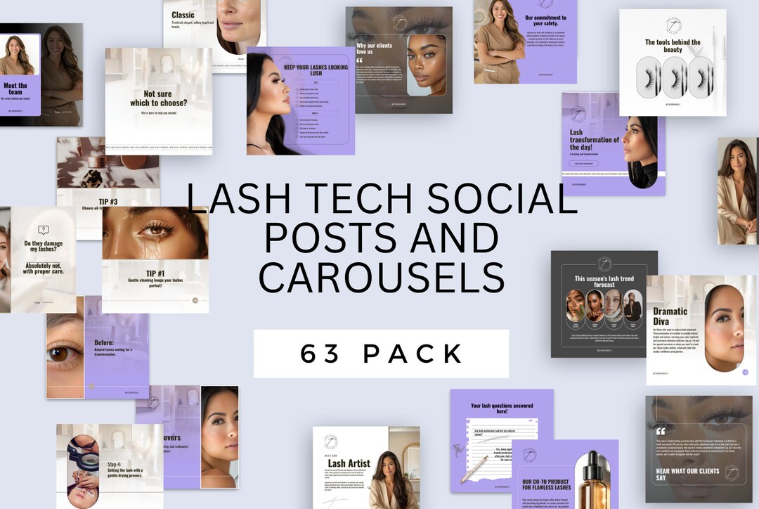 Lash Tech Templates: Social Media Posts & Carousels (canva) - Etsy