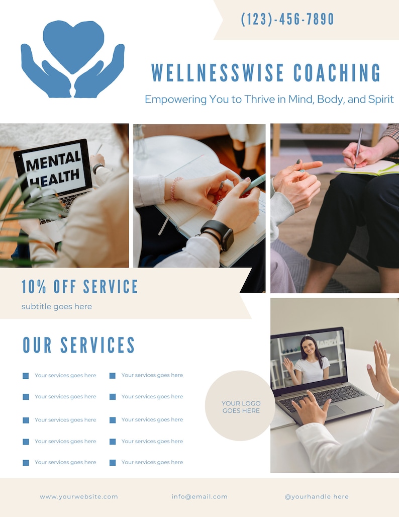 Wellness Coach Flyer Template: Editable Canva Designs (digital Download ...