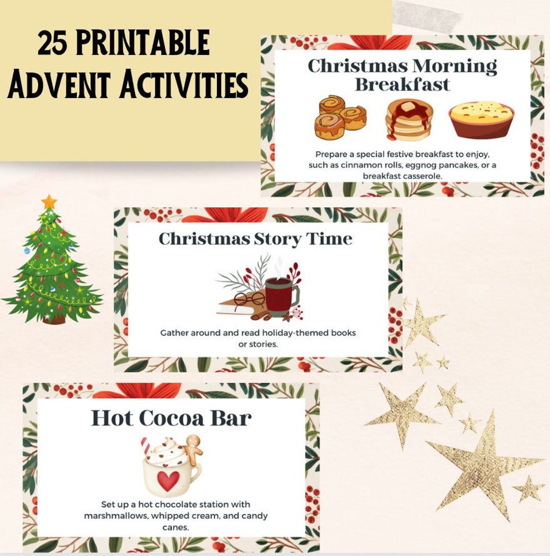 Advent Activity Christmas Activity Cards Kids Advent Cards - Etsy