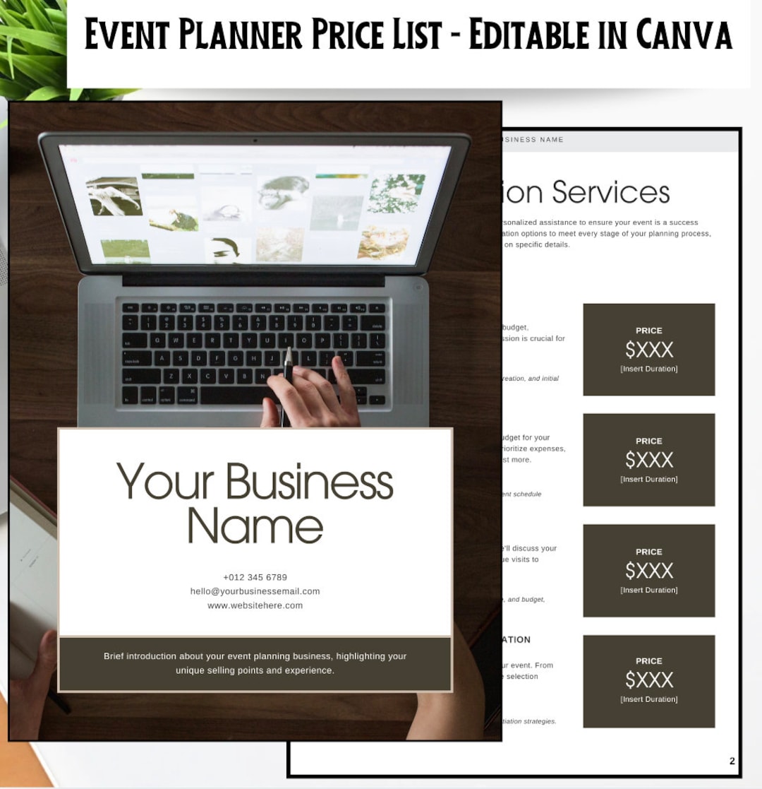 Event Planner Price List | Wedding Planner Template | Canva Template ...