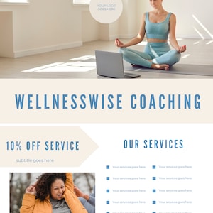 Wellness Coach Flyer Template: Editable Canva Designs (digital Download ...